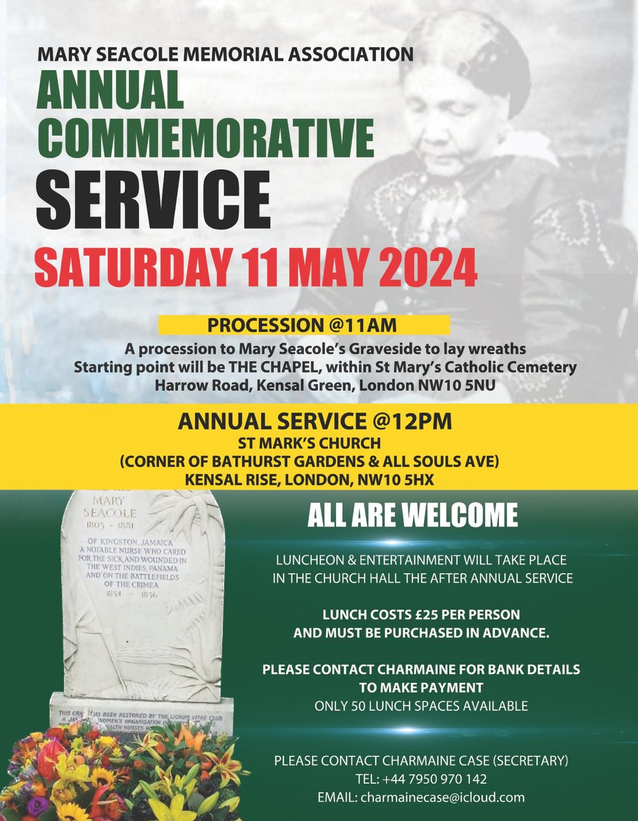 MARY SEACOLE MEMORIAL ASSOCIATION Host Annual Commemorative Service ...